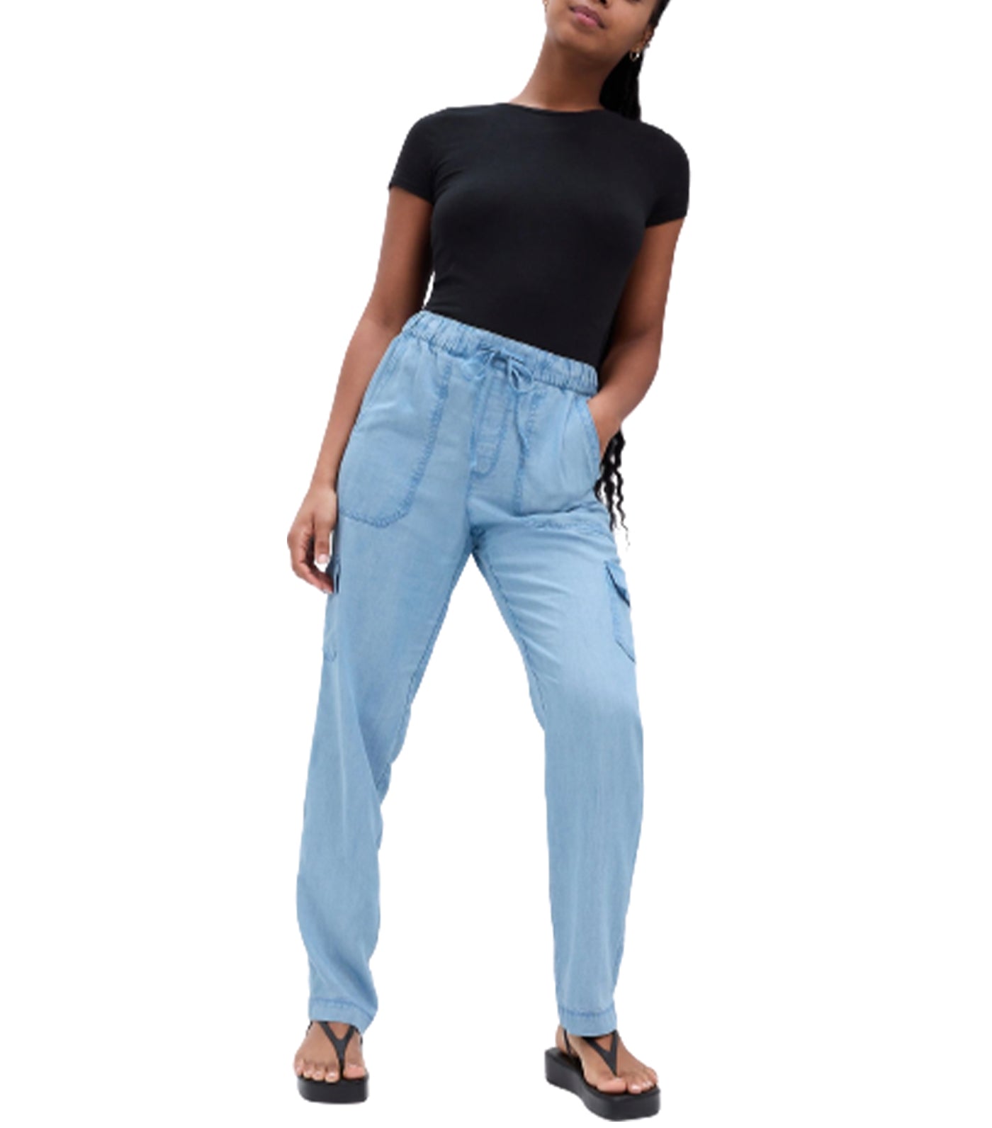 GAP TENCEL™ Easy Cargo Pants with Washwell Chambray 042