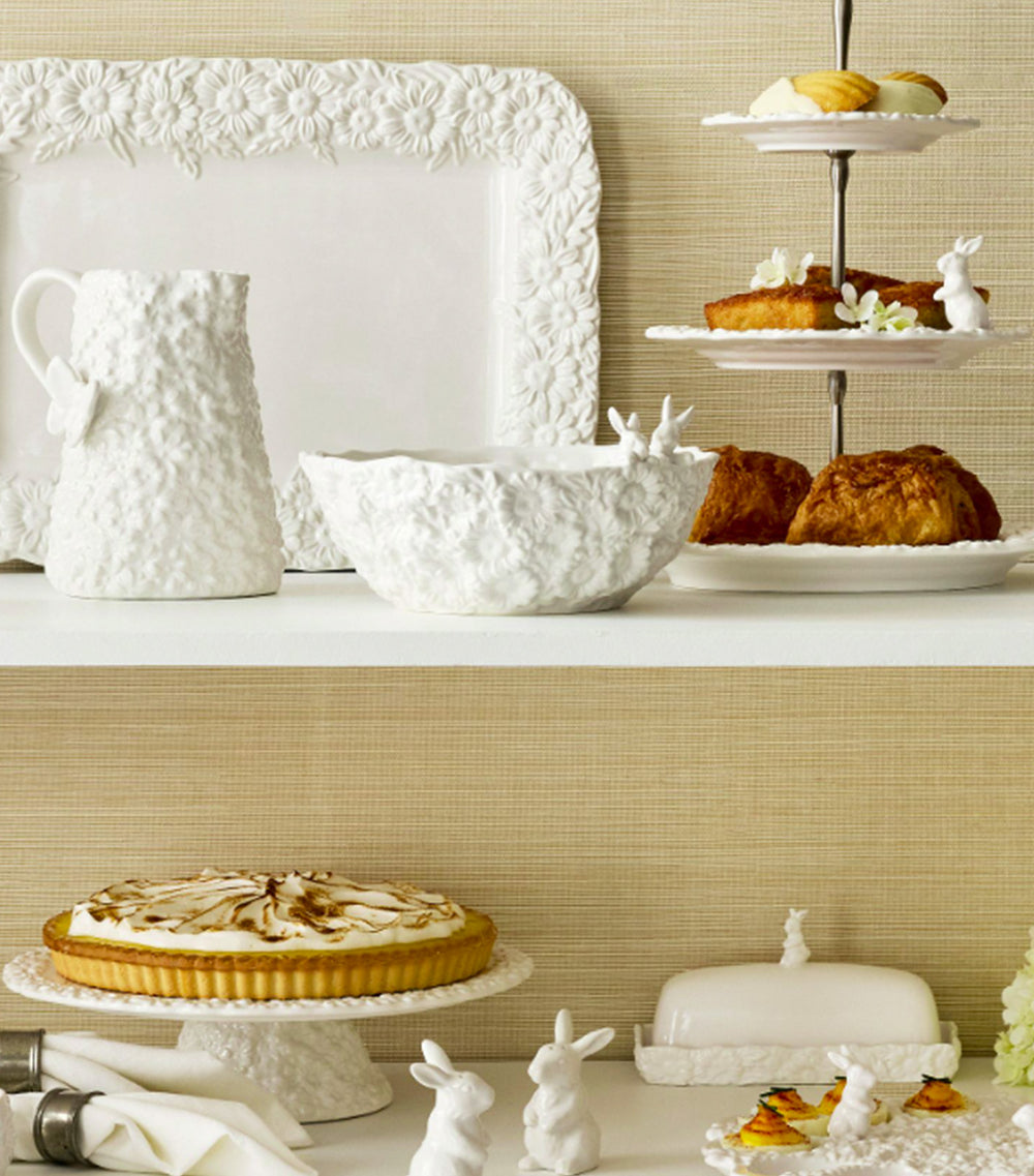 Pottery Barn Floral Bunny Stoneware Salt and Pepper Shakers White ...