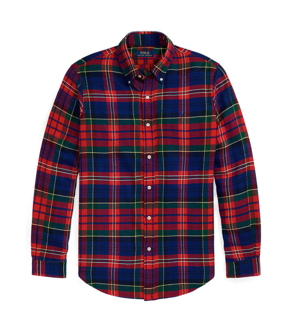 Polo Ralph Lauren Men's Classic Fit Plaid Brushed Flannel Shirt Royal ...