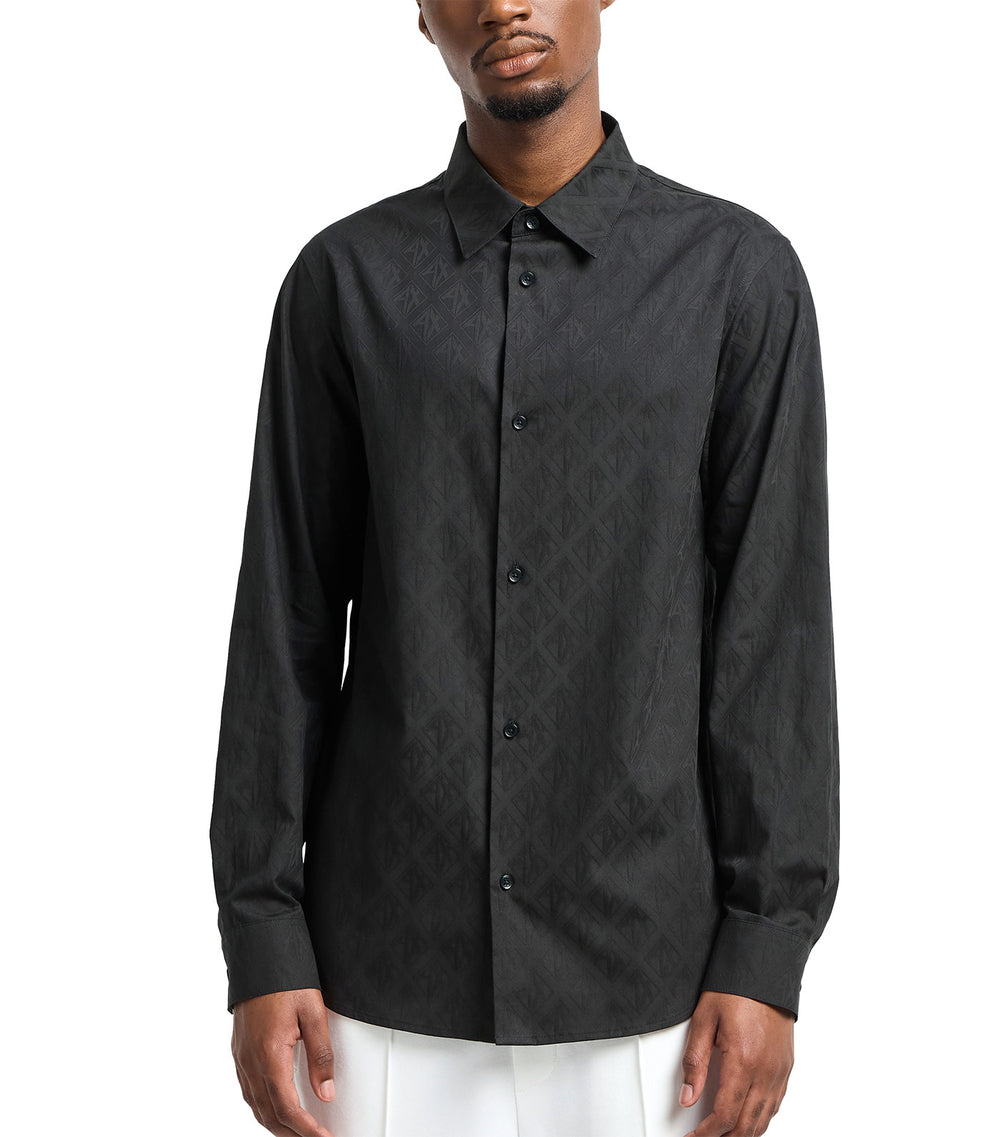 Armani Exchange Regular Fit Cotton Shirt with Allover Logo Jet Set ...