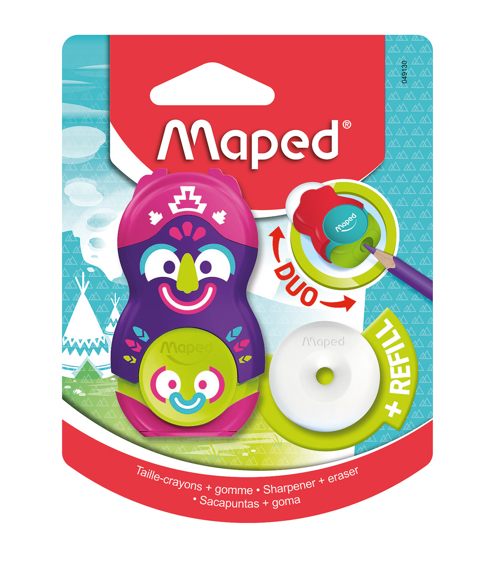 Maped Loopy Duo Sharpener + Eraser Fancy | Rustan's