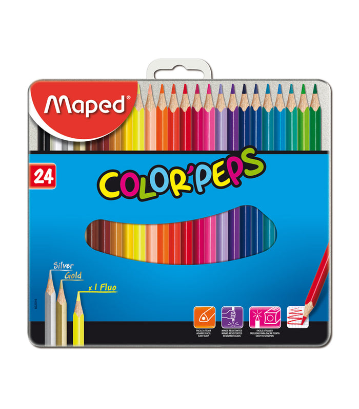 Maped Color'Peps Colored Pencils in Metal Case x 24