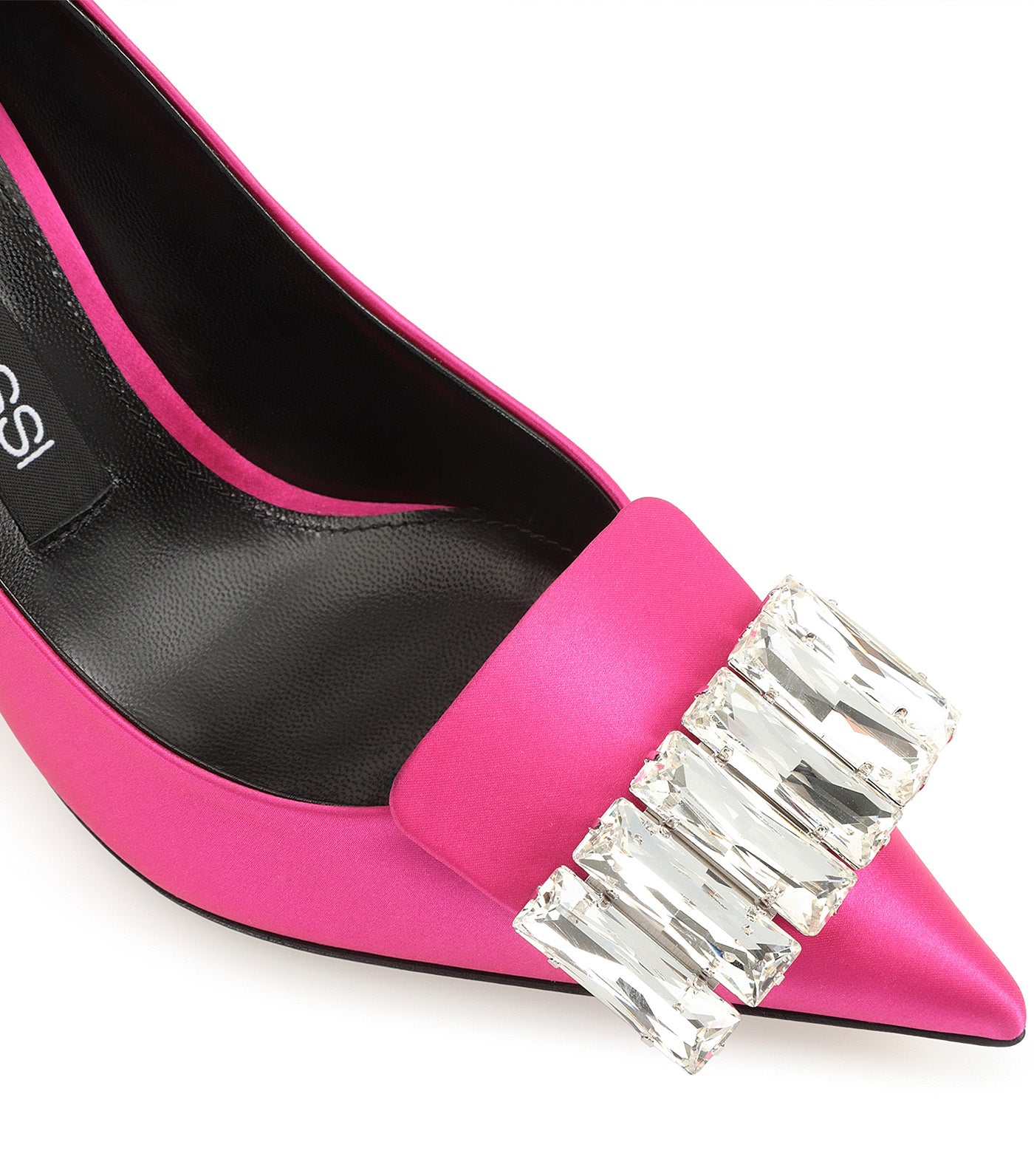 Sergio Rossi Sr1 Pump Satin with Crystals Magenta | Rustan's Sergio Rossi Sr1 Pump Satin with Crystals Magenta | Rustan's
