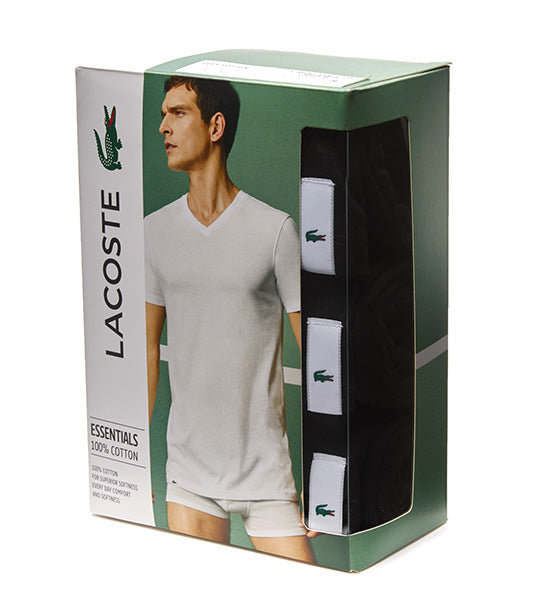 Lacoste Men s V neck Cotton T Shirt Three Pack Black Rustan s