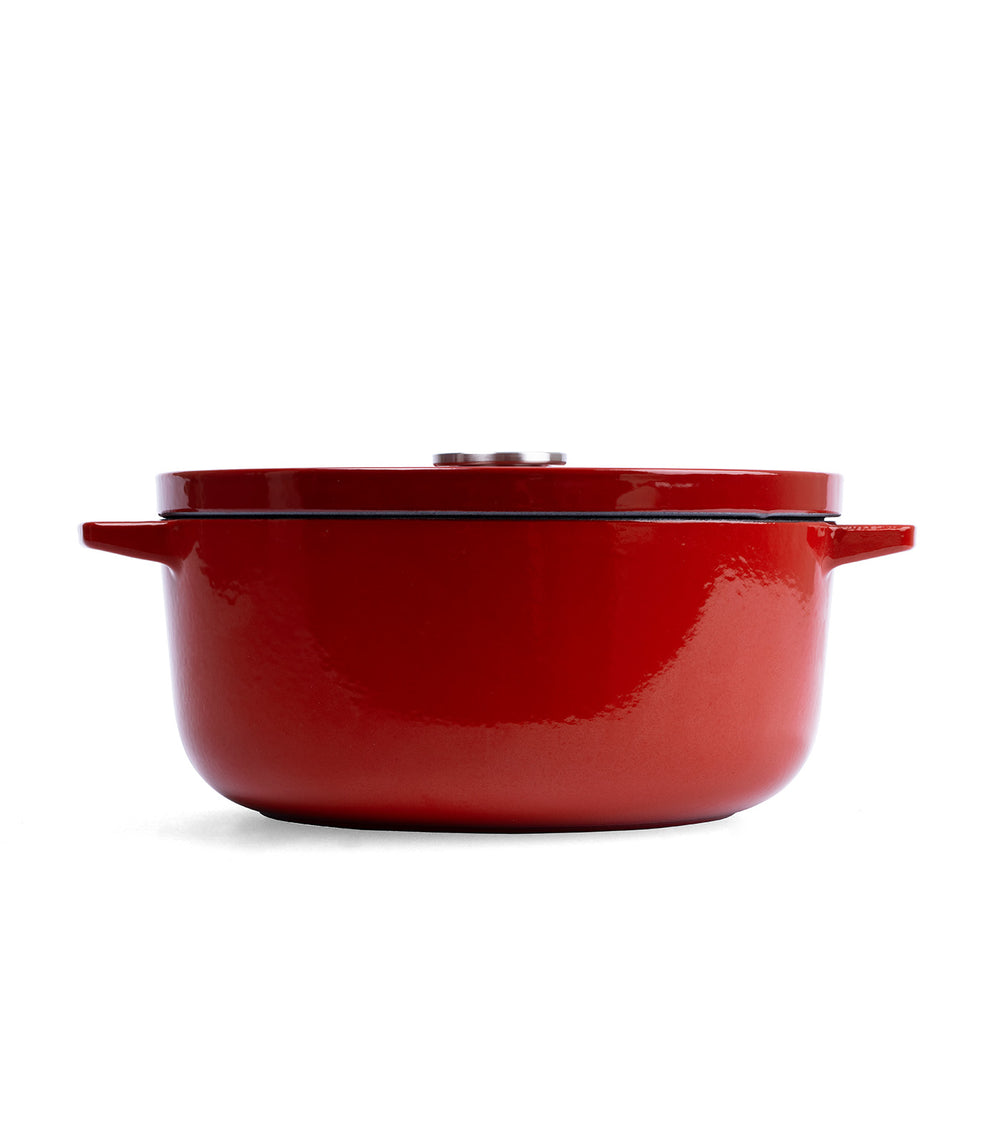 KitchenAid Cast Iron Casserole Empire Red with Lid - 26cm | Rustan's