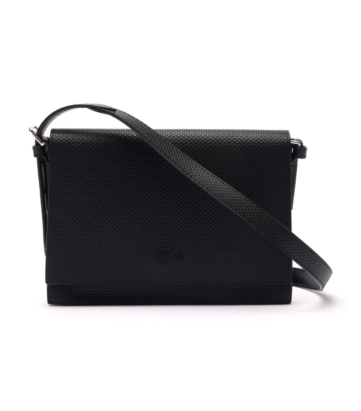 Lacoste Chantaco Smooth Leather Flap Close Shoulder Bag Noir | Rustan's