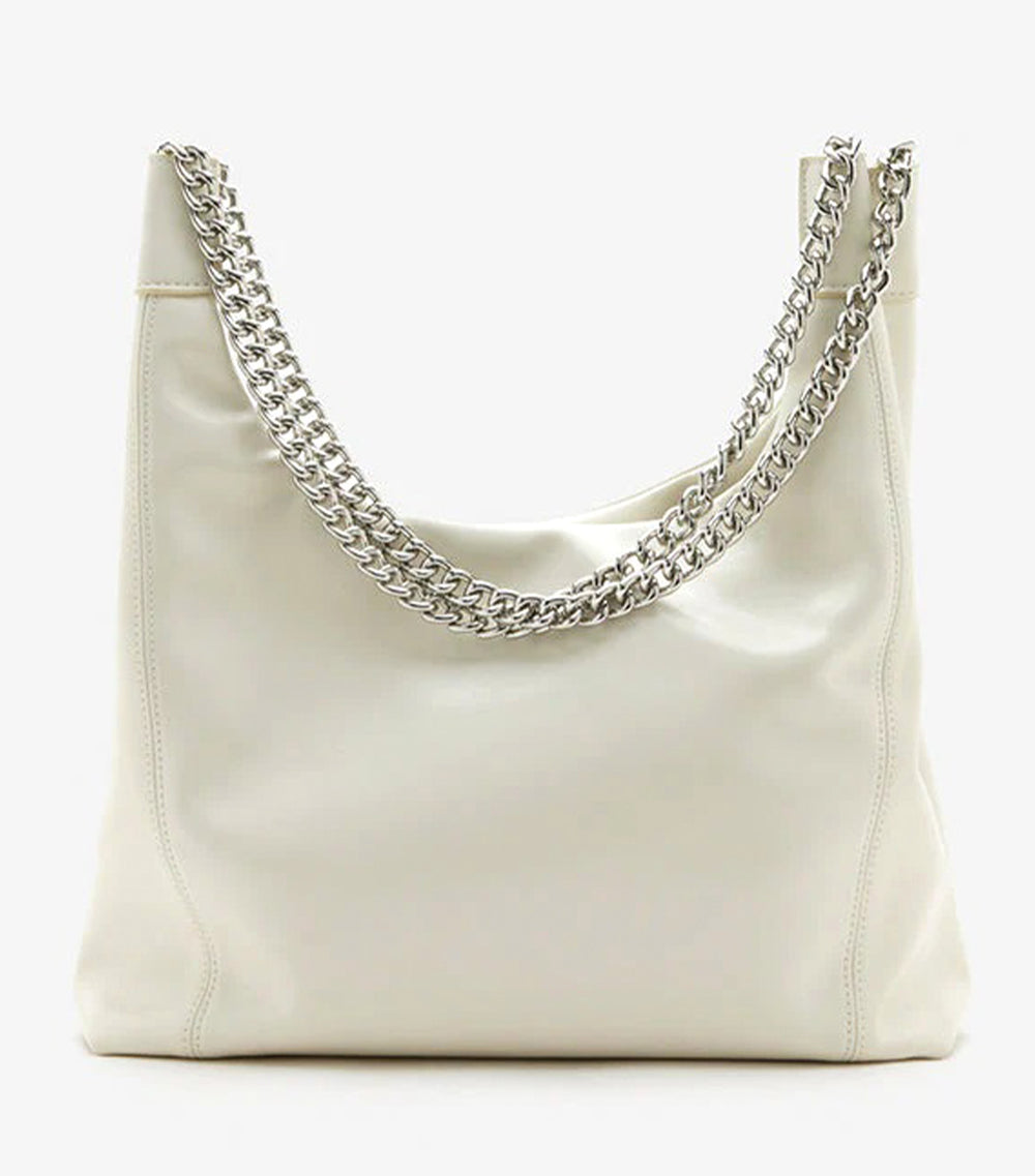 Pazzion Eudora Chained Shopper Shoulder Bag White | Rustan's