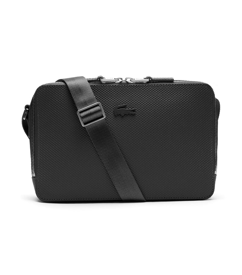 Lacoste Unisex Chantaco Matte Stitched Leather Zippered Crossbody Bag ...