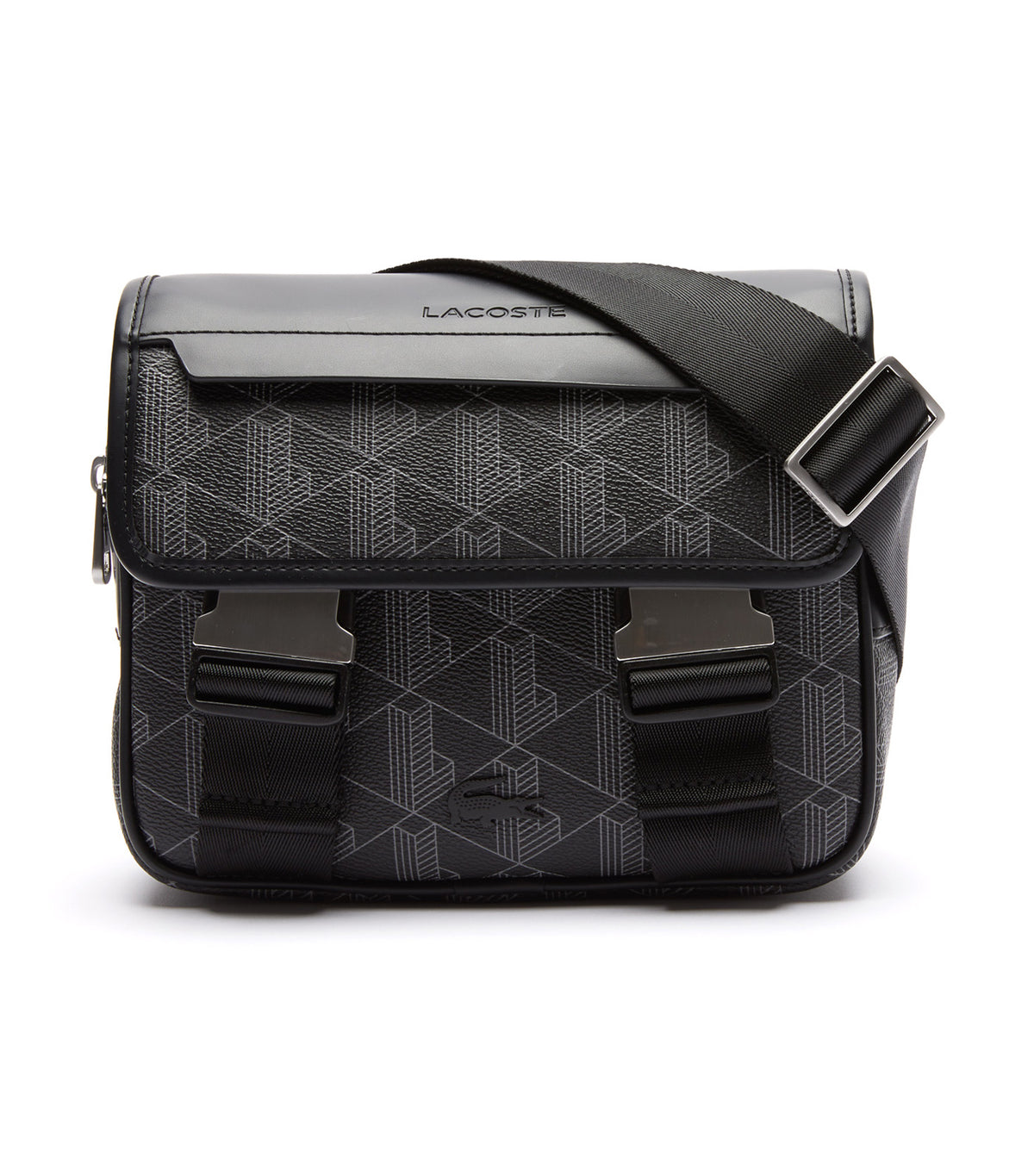 Lacoste Men's The Blend Clipped Monogram Messenger Bag Monogram Noir ...