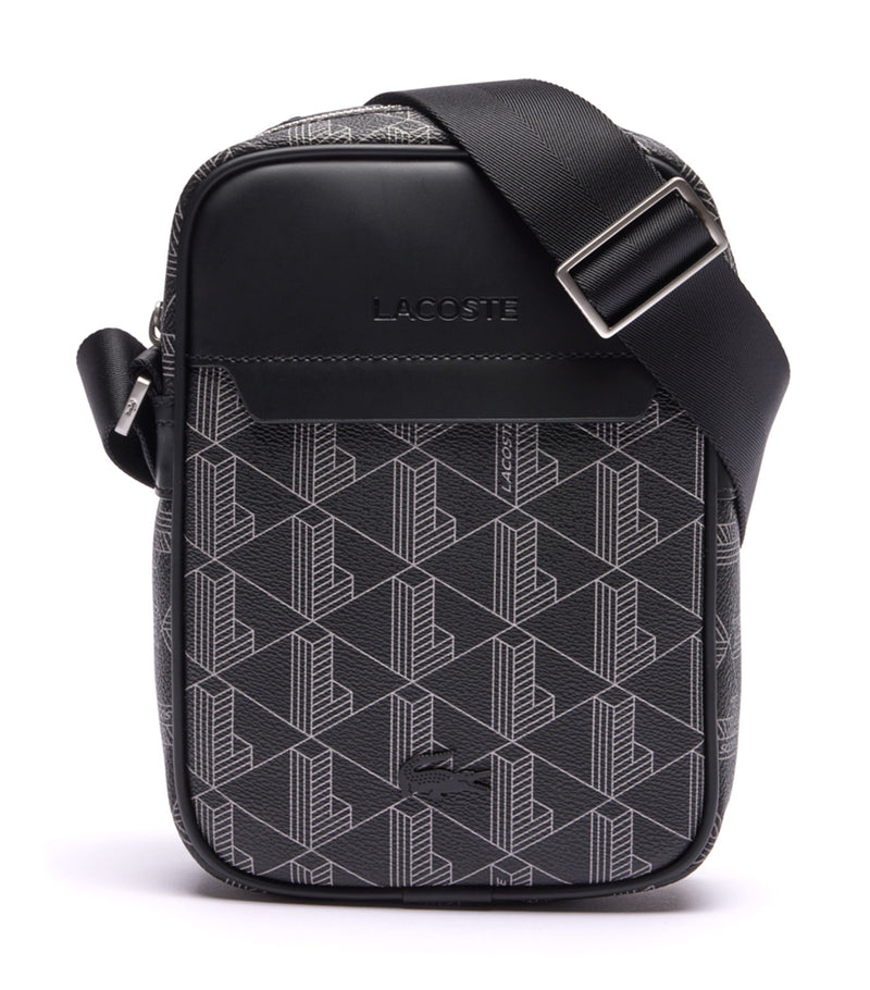 Lacoste The Blend Monogram Print Vertical Shoulder Bag Monogram Noir ...