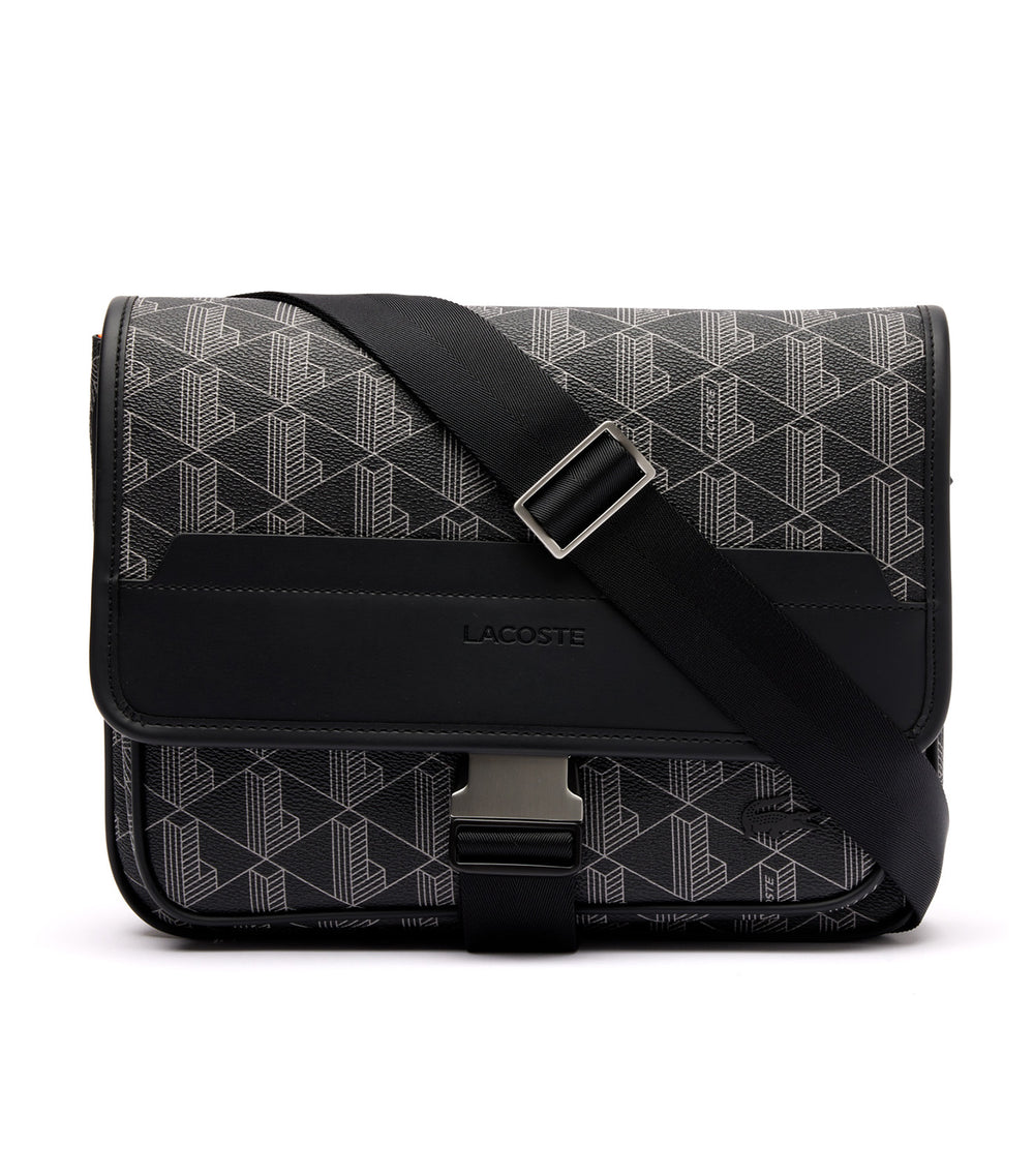 Lacoste Large The Blend Monogram Flap Close Bag Monogram Noir Gris ...