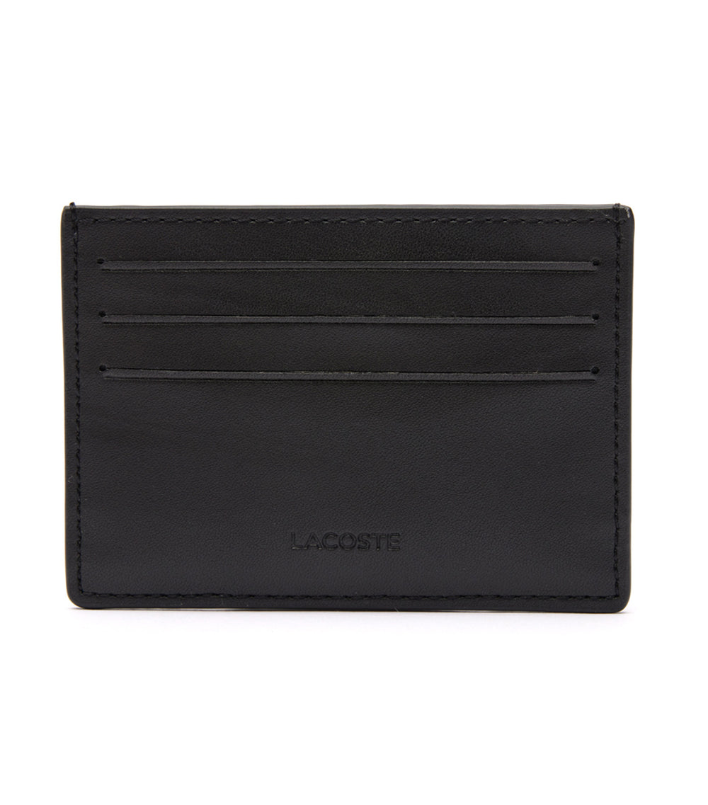 Lacoste Leather Monogram Print Card Holder Noir | Rustan's