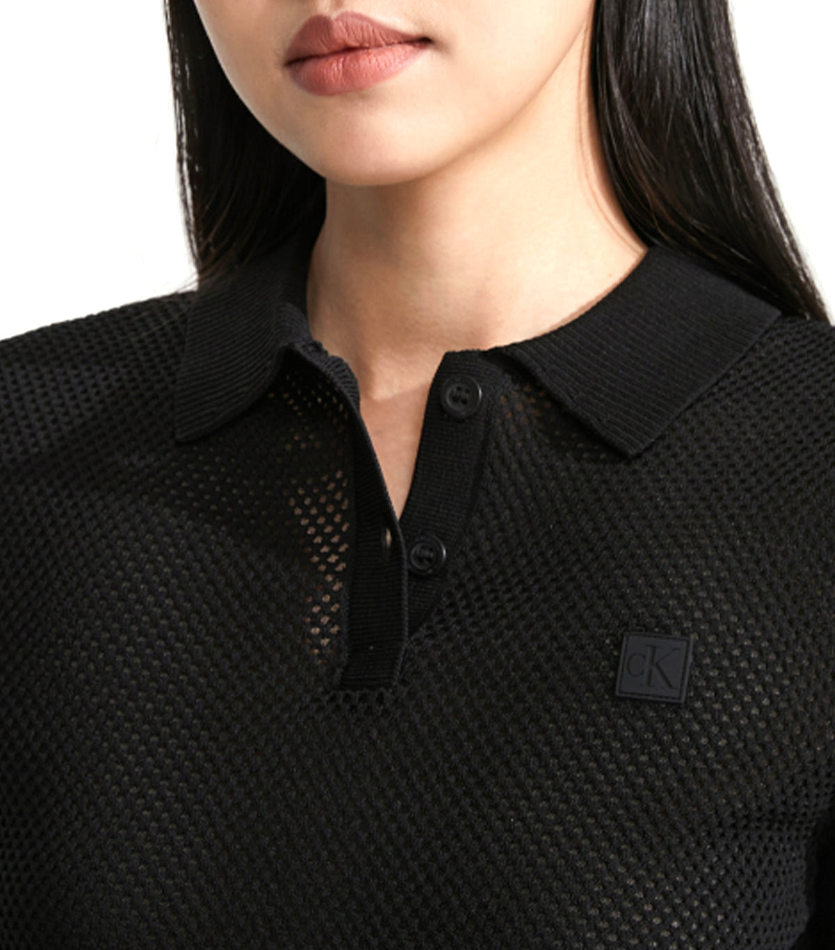 Calvin Klein Second Skin Open Knit Polo Black | Rustan's