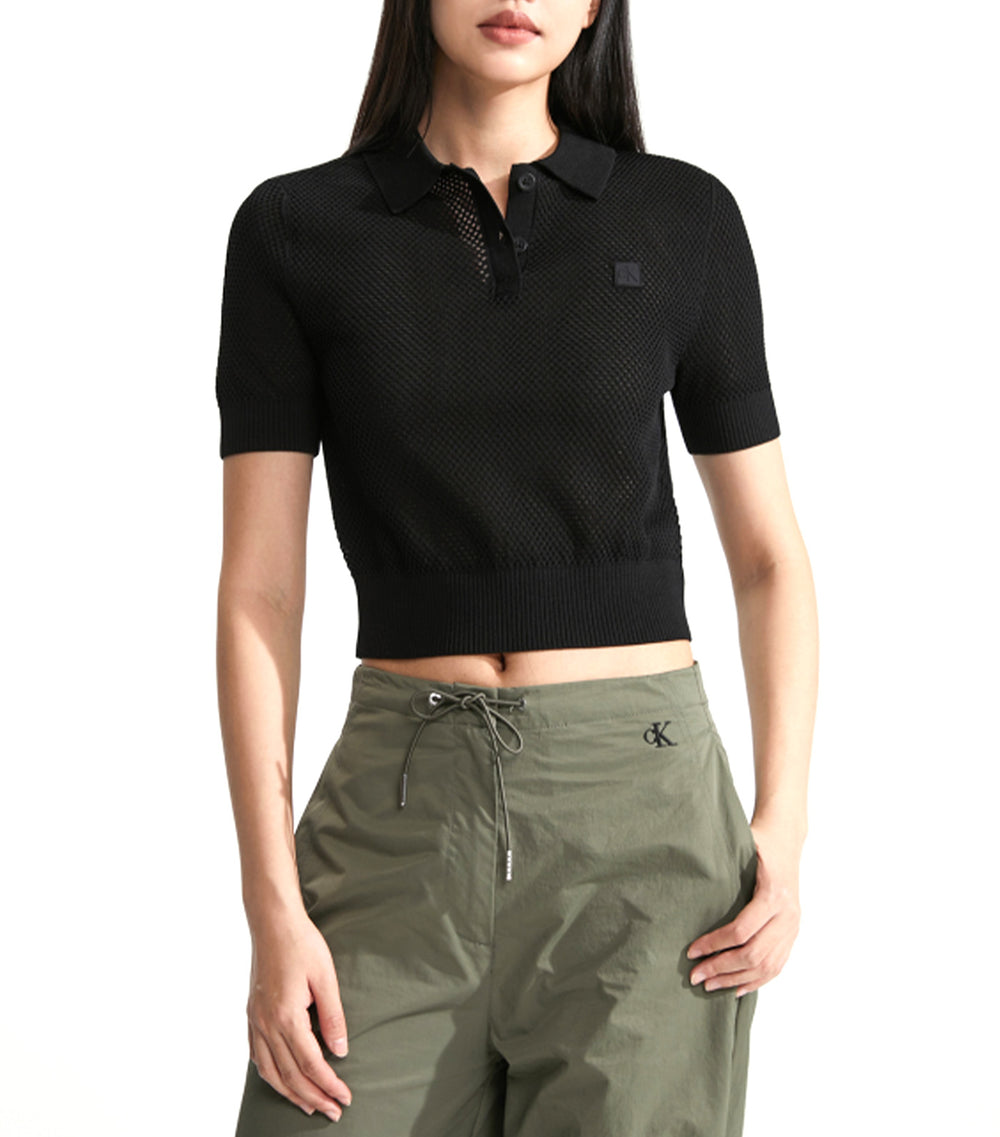 Calvin Klein Second Skin Open Knit Polo Black