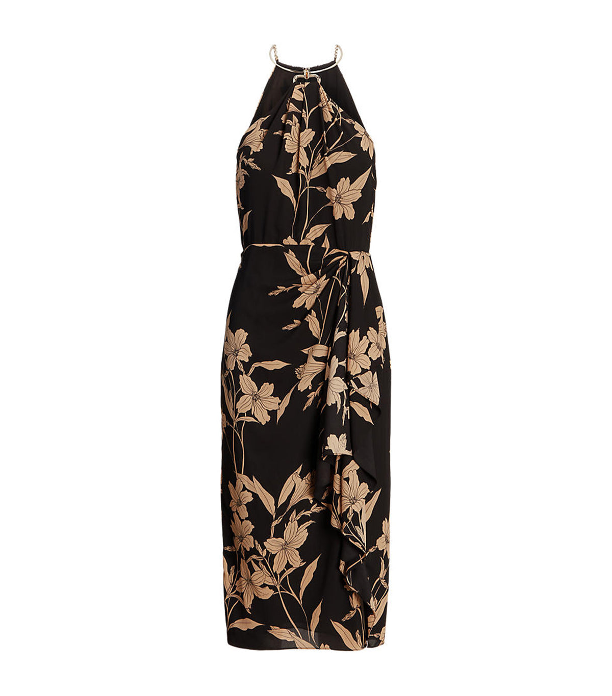 Lauren Ralph Lauren Women's Floral Georgette Halter Dress Black/Tan ...