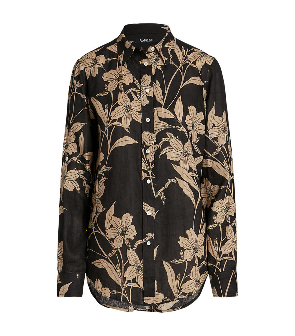 Lauren Ralph Lauren Women's Floral Linen Shirt Black/Tan | Rustan's
