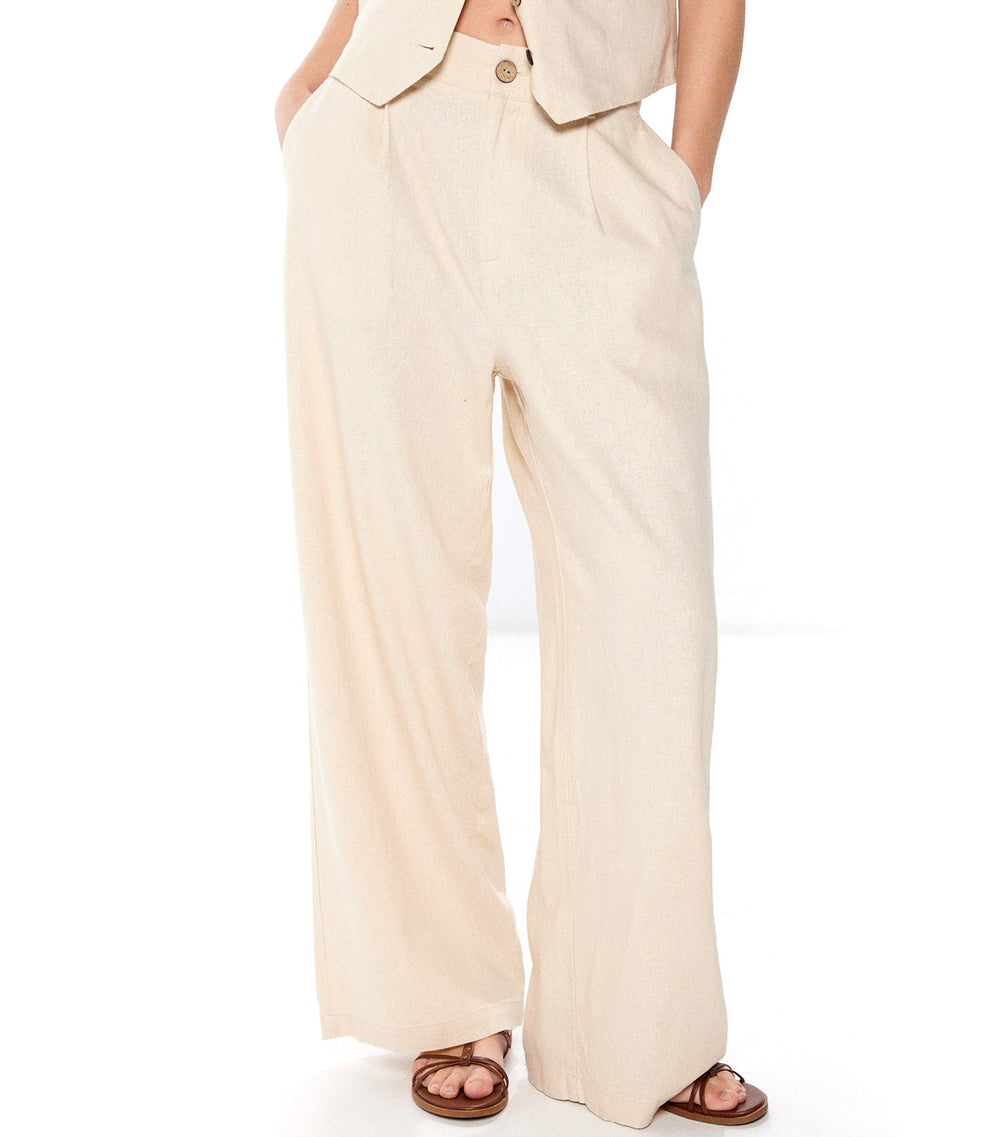 Springfield Wide Linen Pants Beige | Rustan's