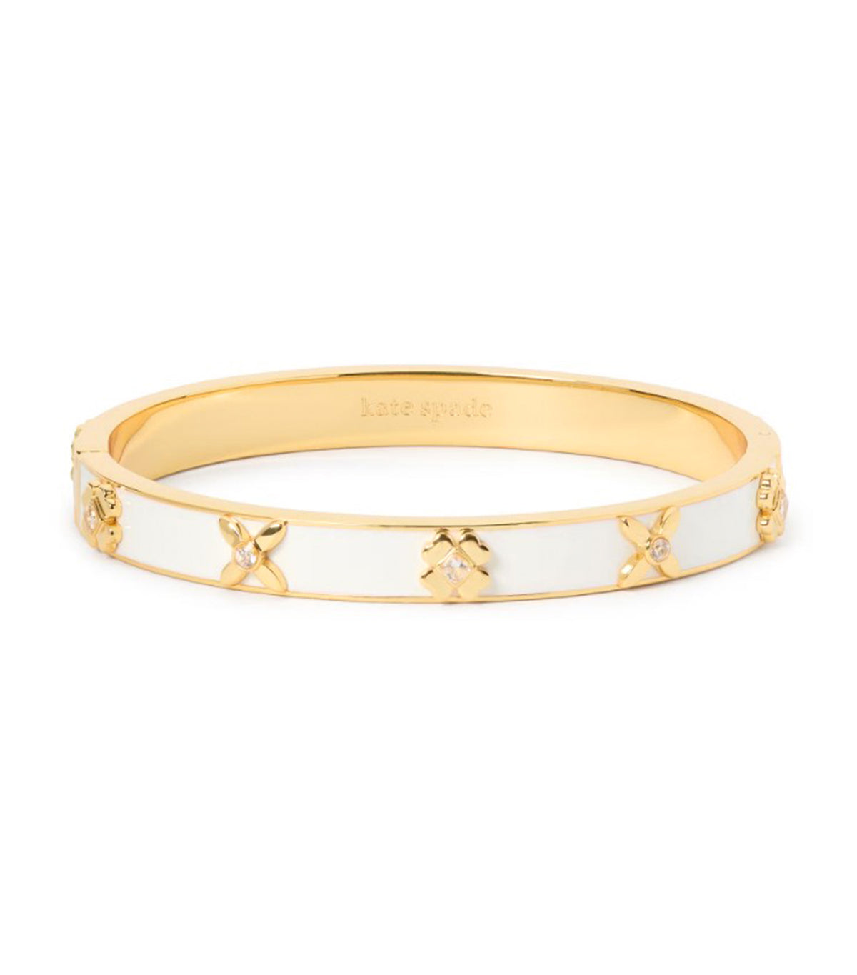 Kate Spade New York Heritage Bloom Hinged Bangle White/Gold | Rustan's