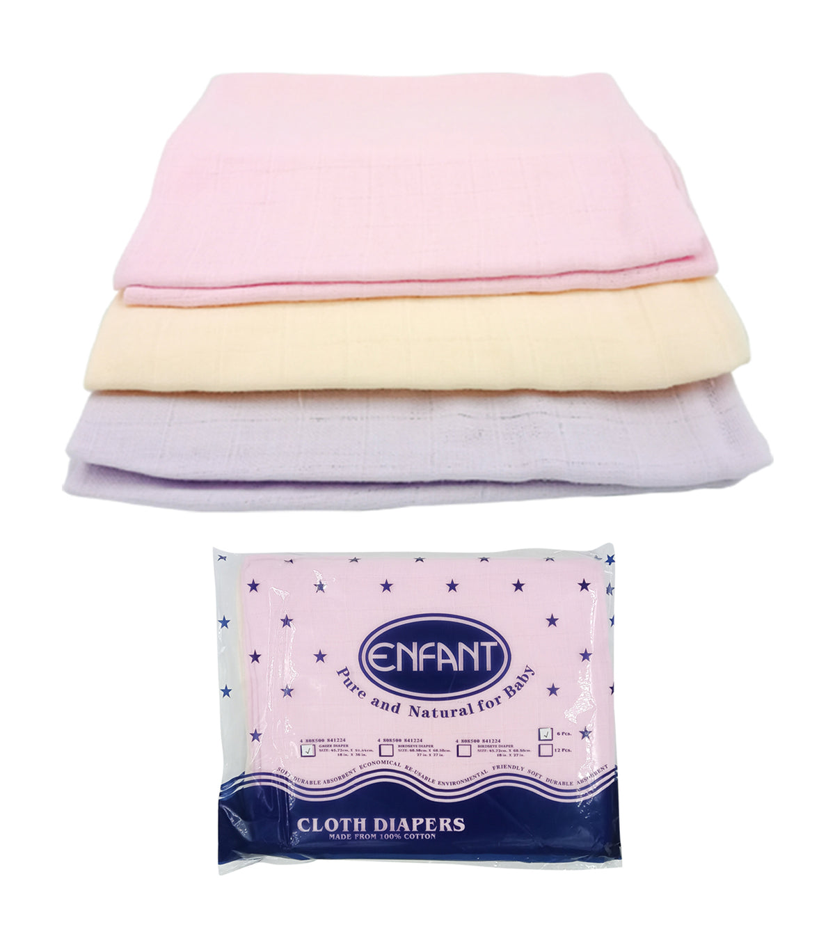 Enfant Colored Gauze Cloth Diaper Set | Rustan's