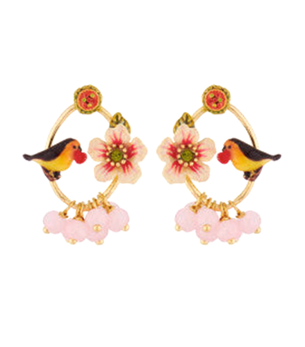 Les Néréides Robin And Flowers Stud Earrings