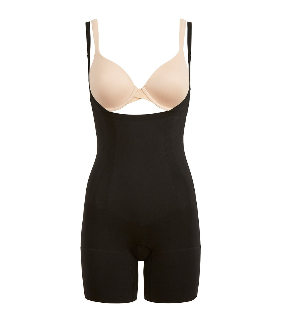 SPANX OnCore Open-bust Mid-thigh Bodysuit Very Black | Rustan's